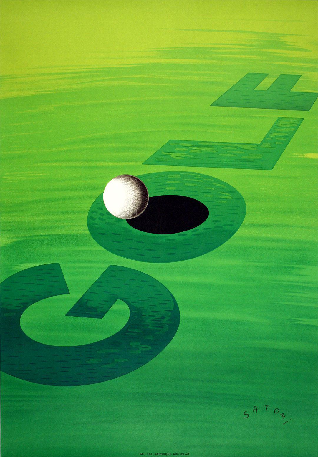 Original Golf Poster By Satomi C1960 Original Golf Poster By Satomi C1960