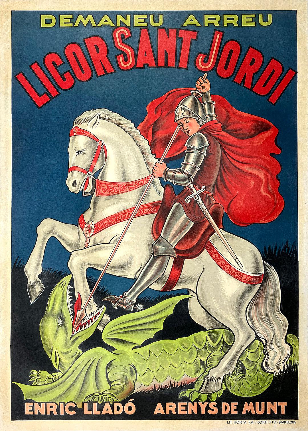 Original Vintage Licor Sant Jordi Spanish Poster C1920 The Ross Art Group original-vintage-licor-sant-jordi-spanish-poster-c1920-the-ross-art-group