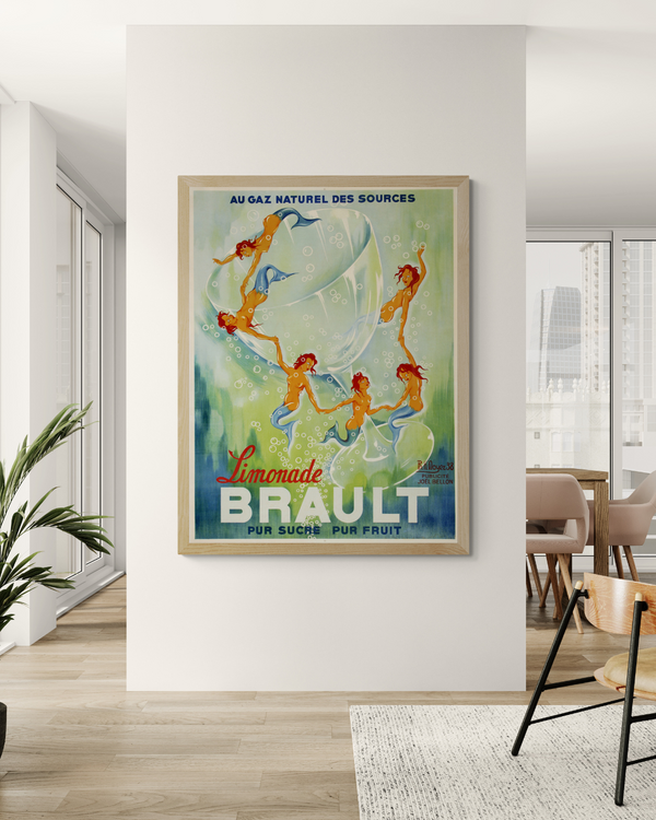 Original French Limonade Brault Mermaids Poster by Noyer 1938