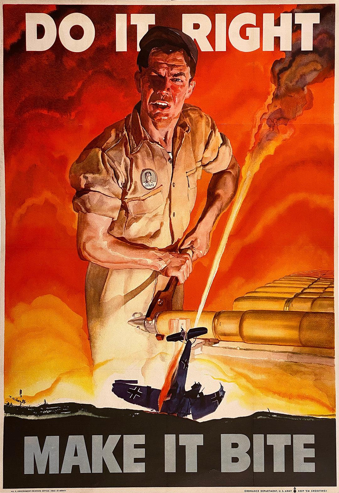 Original Vintage WWII Poster Do it Right Make it Bite Bomber by CC Beall